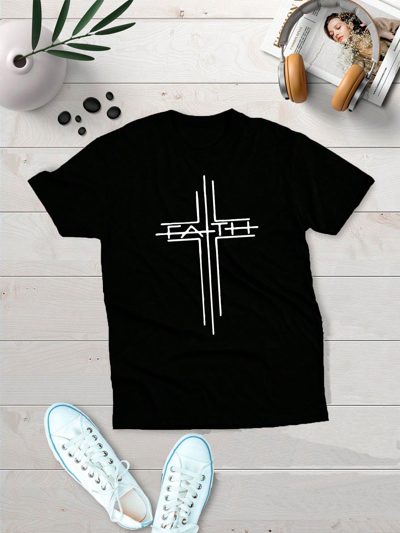 Camiseta Estampada Frente Fé Faith Cruz | Atacado Leandrinho