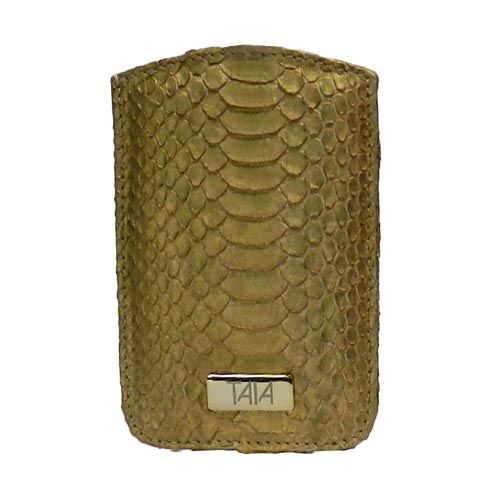 Porta Celular em Couro Cobra (Python reticulatus) - Dourado | Taia