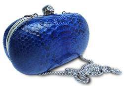 Clutch Caveira em Cobra (Python reticulatus) Azul Royal | Taia