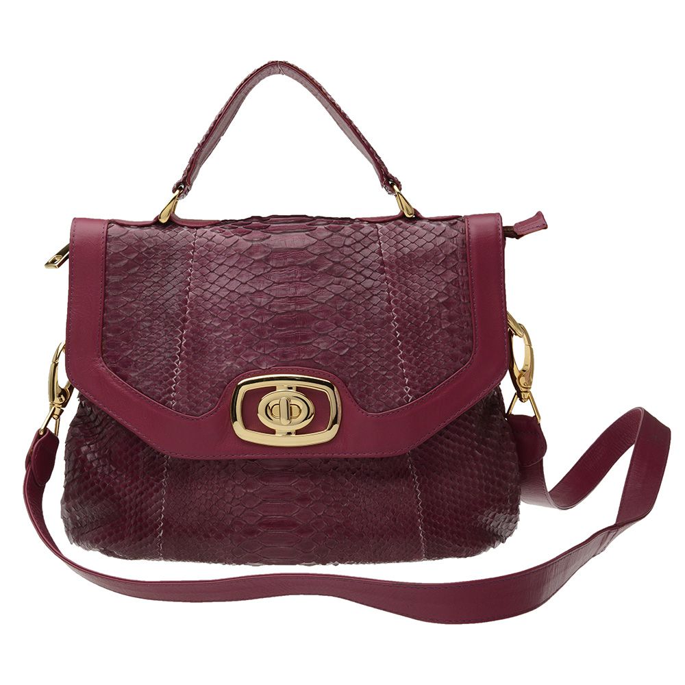 Bolsa em Couro de Cobra (Python reticulatus) Uva | Taia