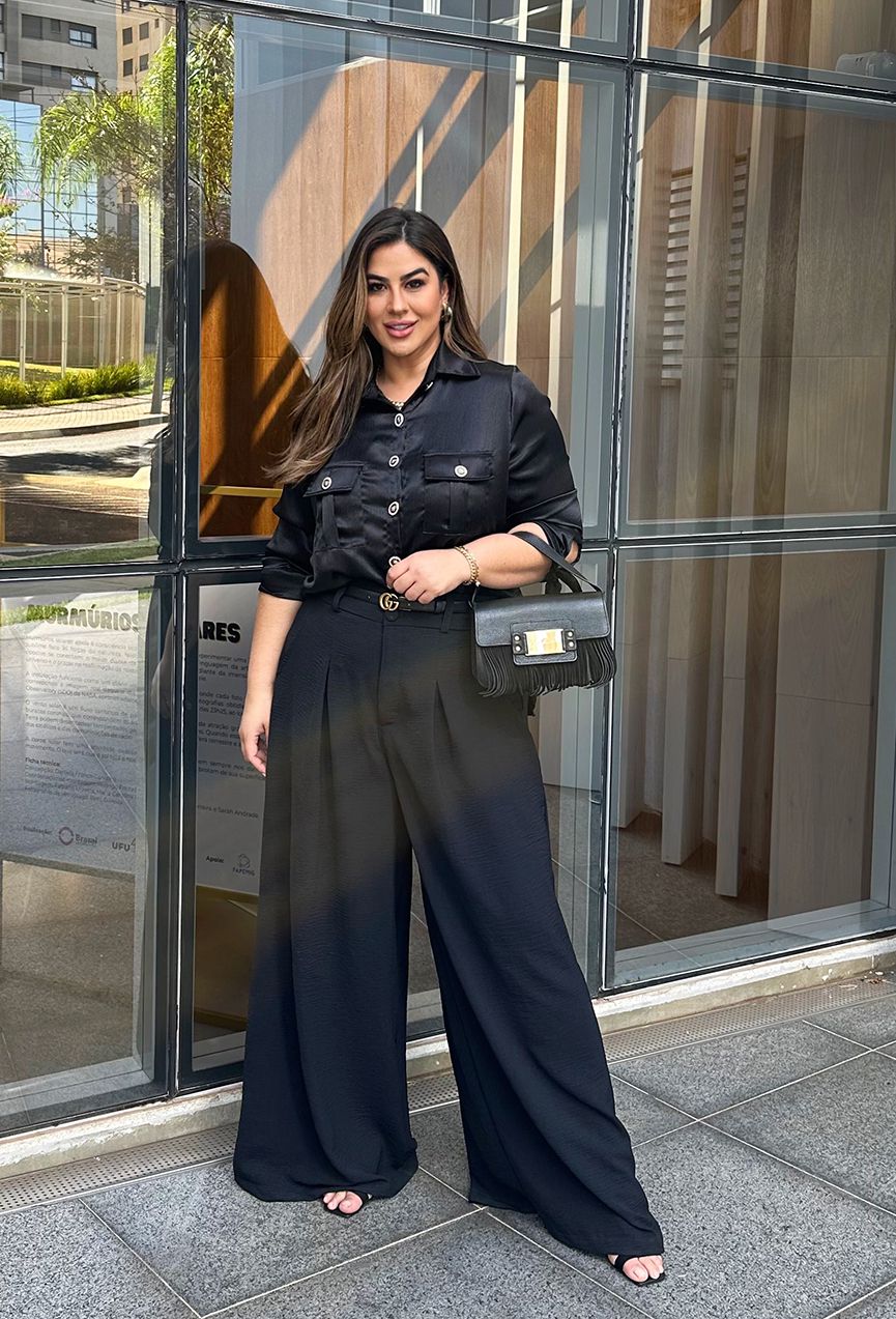 Camisa Lavínia Black | TAMTAUM PLUS SIZE FASHION