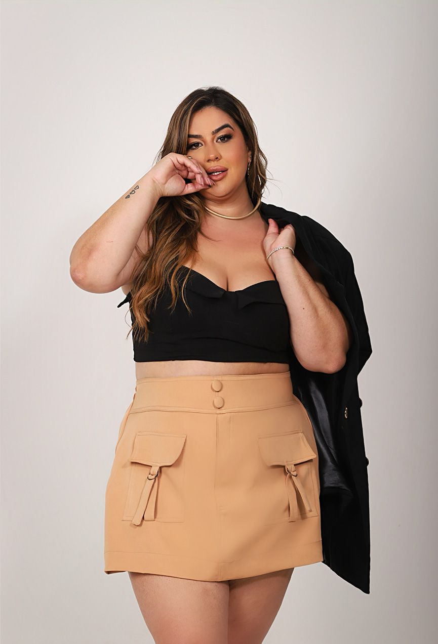 Short Saia Jessica Cream | TAMTAUM PLUS SIZE FASHION