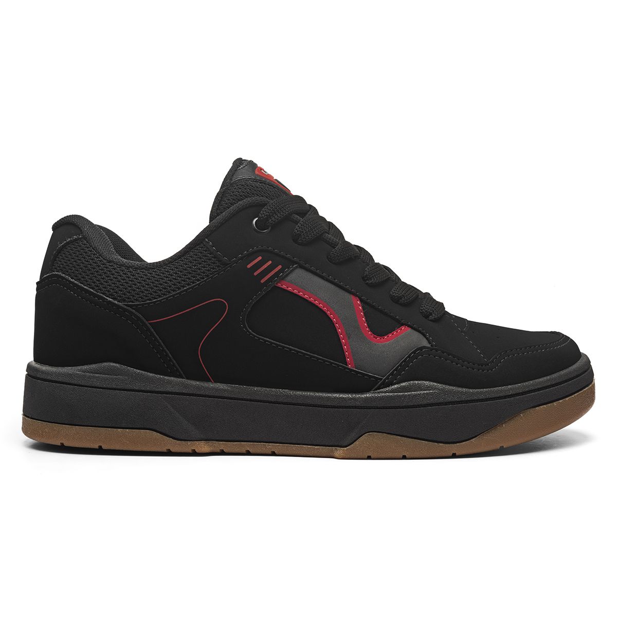 Tênis Casual Street Fusion Preto, Vermelho e Latéx | Tênis Logus