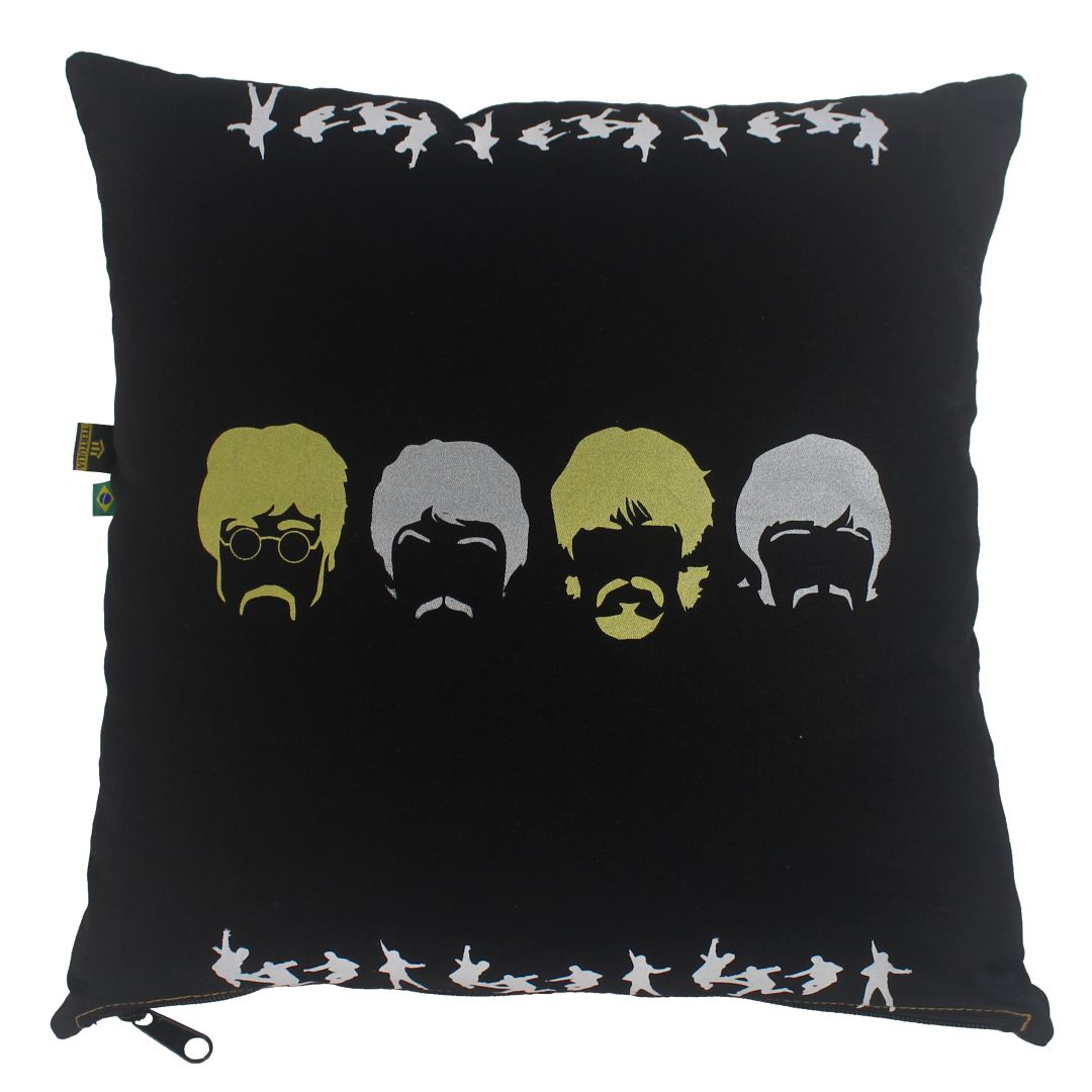 CAPA DE ALMOFADA BEATLES - Preta - Tertúlia Produtos Literários
