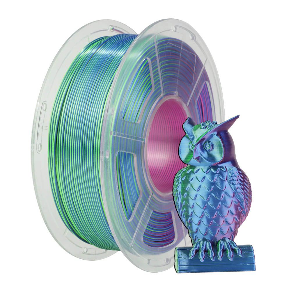 Filamento PLA+ Silk Três Cores 1.75mm 1kg - Azul, Verde e Roxo | TOPINK3D