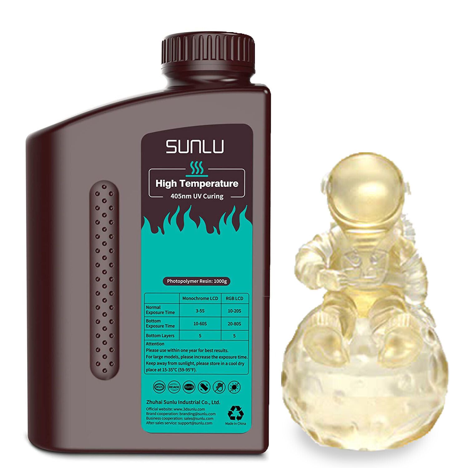 Resina UV Alta Temperatura SUNLU 1kg Clear | TOPINK3D