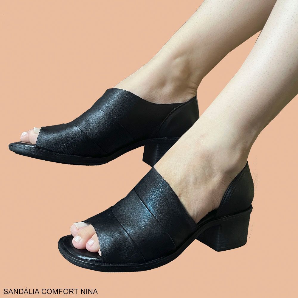 SANDÁLIA COMFORT NINA PRETA | TRINTEE