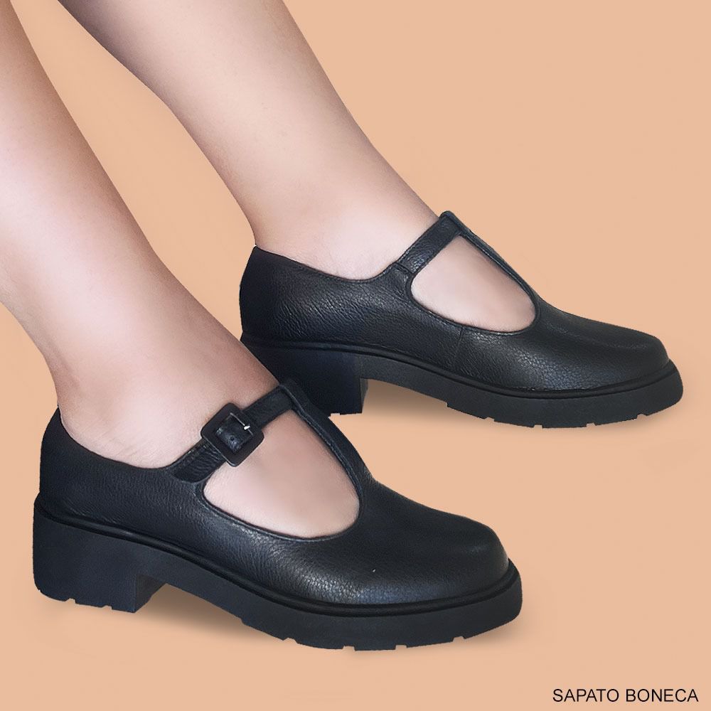 SAPATO BONECA TRATORADO PRETO | TRINTEE