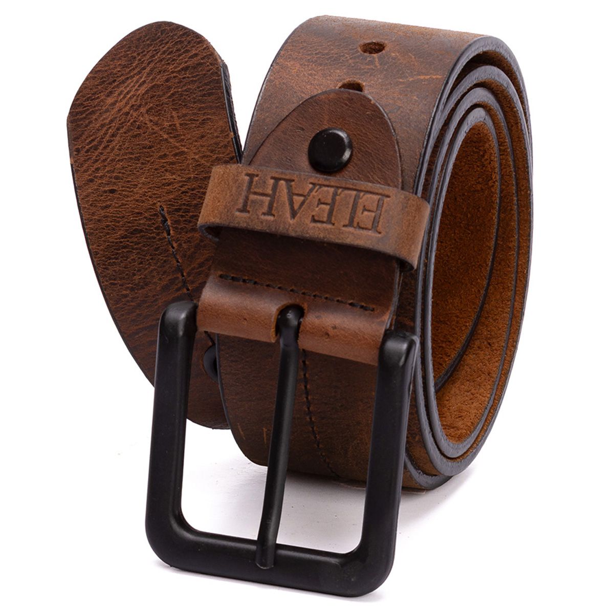 Cinto casual largura 40 mm em couro soleta na cor chocolate com fivela ...