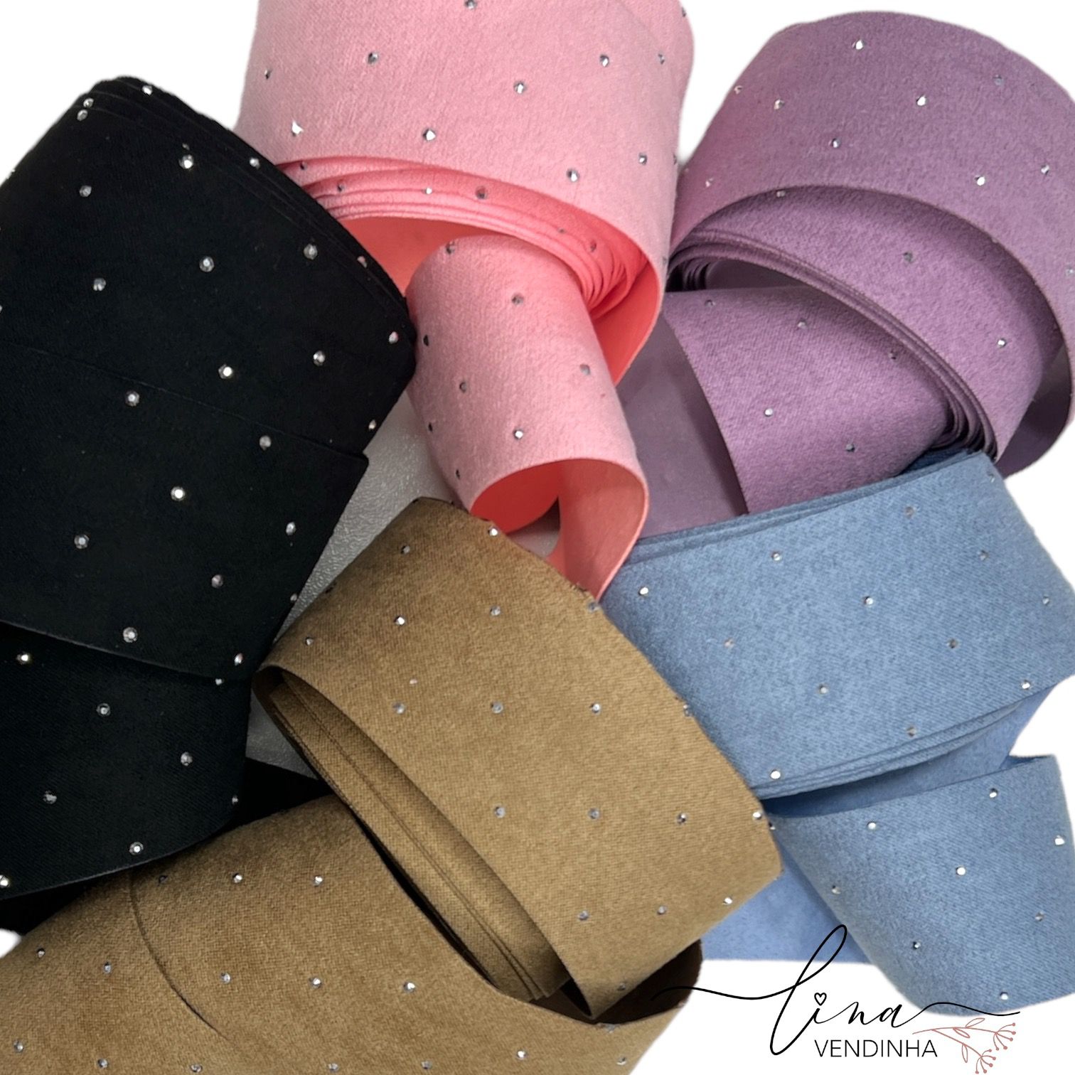 Fita Sued Strass (38mm) | VENDINHA LINA