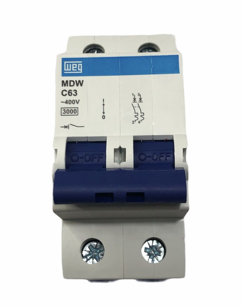 Disjuntor Bipolar Weg Din 63a Curva C 3ka MDW-C63-2 10076463 | MAQPART