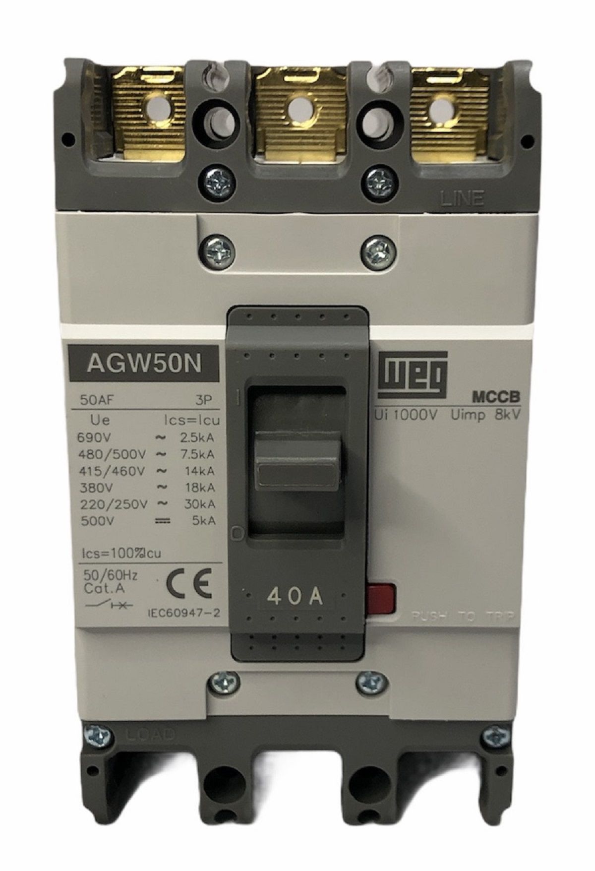 Disjuntor Caixa Moldada 40a Weg Agw50n-dx40-3 (65ka 220v) | MAQPART