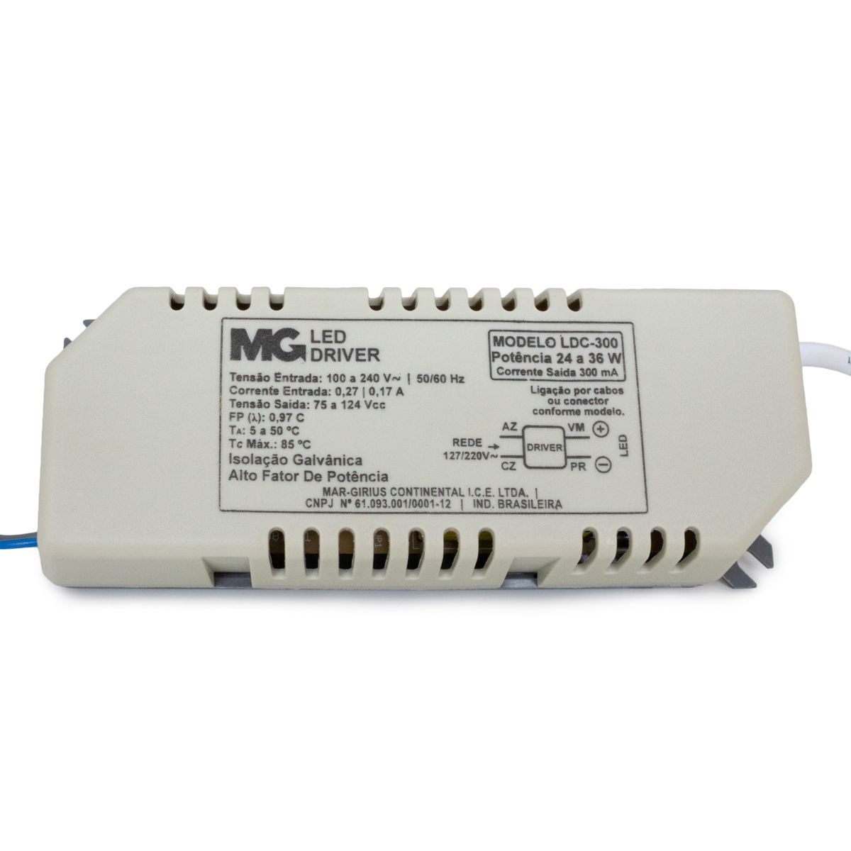 Led Driver 24-36W Isolado LDC300-Margirius | MAQPART