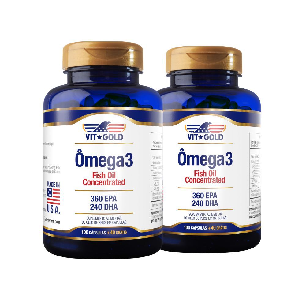 Ômega 3 Fish Oil Óleo de Peixe 1000 Vitgold Kit 2x 100 cap. | Vitgold