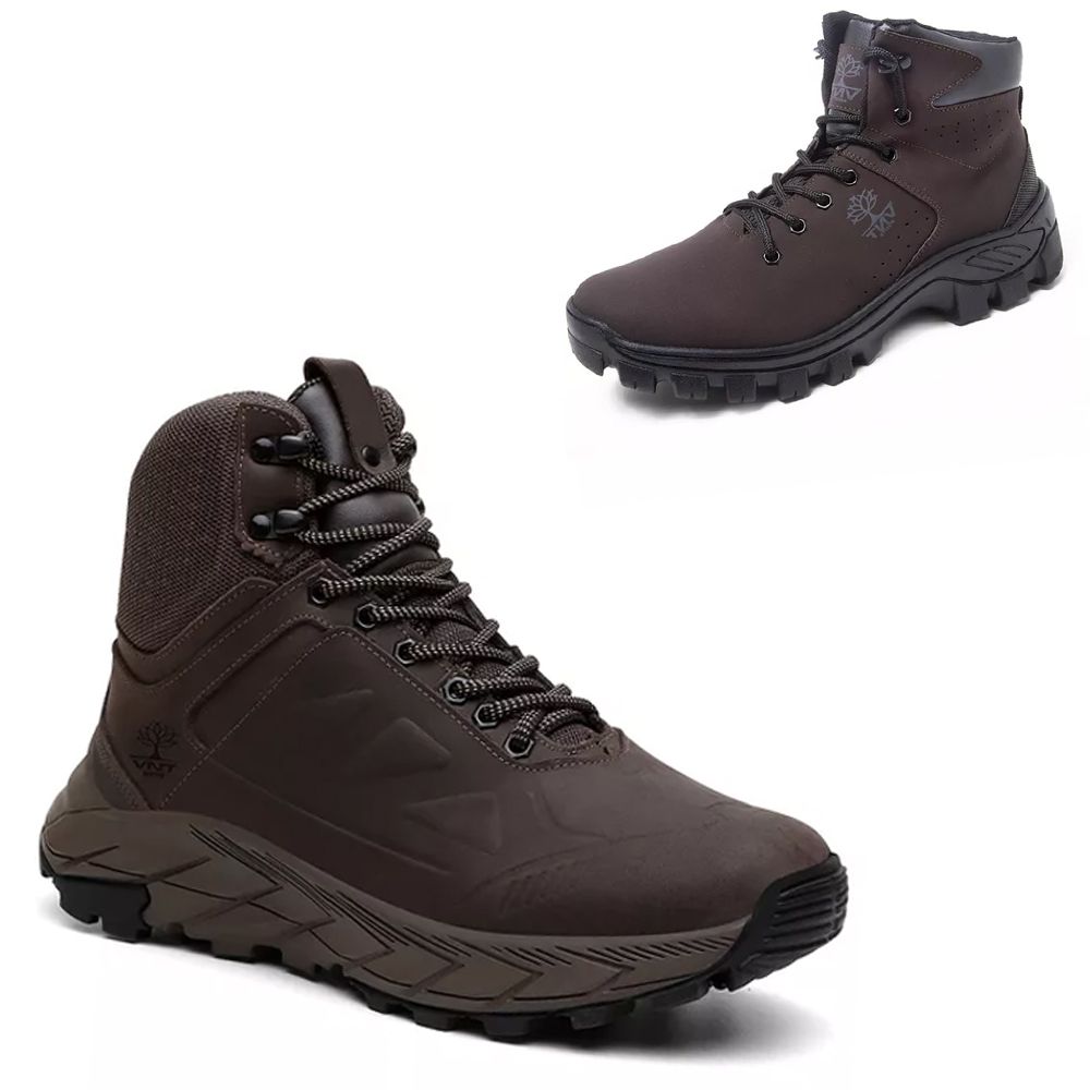 KIT 2 Botas Adventure em Couro Confortável Marrom | VNTBOOTS
