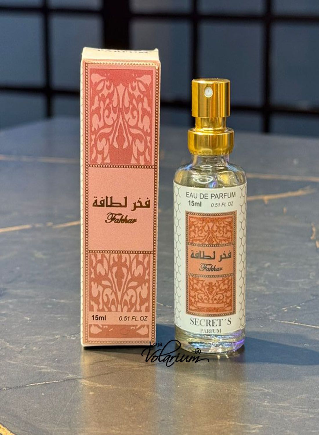 Perfume Arabe Fakar Rose Decanter Miniatura 15 ml | LOJA VOLARIUM
