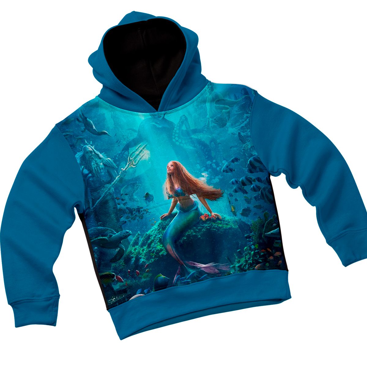 Blusa de Frio Moletom Infantil Grosso Confortável Pequena Sereia Azul ...