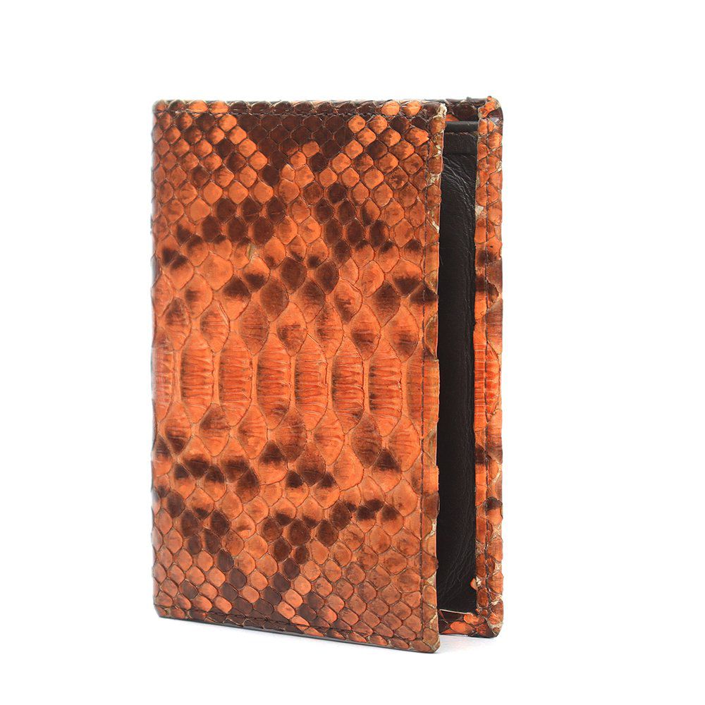 Porta Documento em Couro de Cobra (Python reticulatus) - Tangerina | Exotic Couros