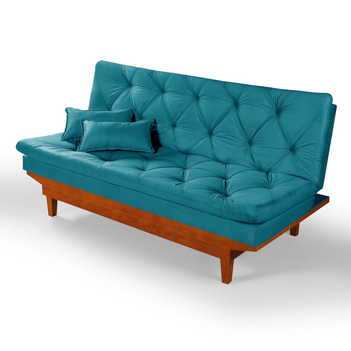 Sofá Cama Azul Turquesa Caribe 3 Posições Reclinável em Suede ...