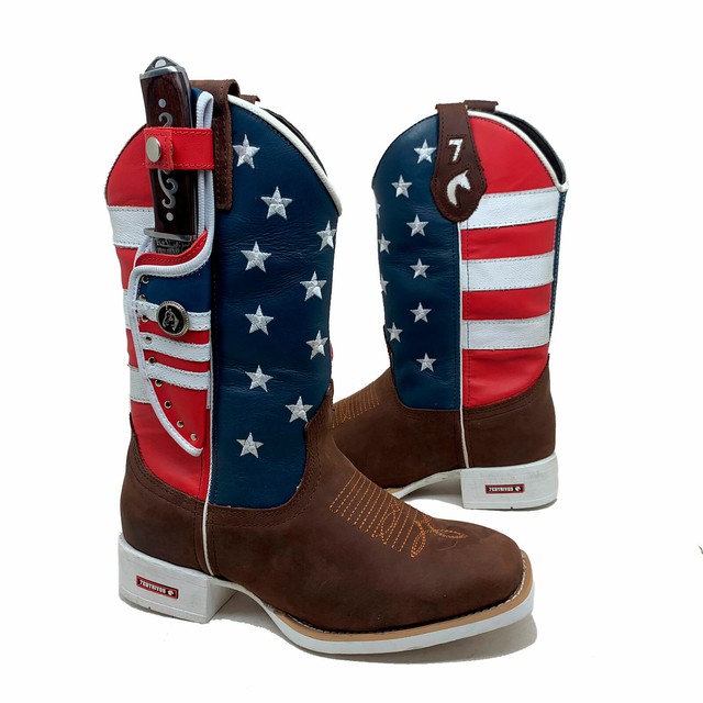 KIT BOTA TEXANA ESTADOS UNIDOS + BAINHA + FACA | Botas Texanas Bruto