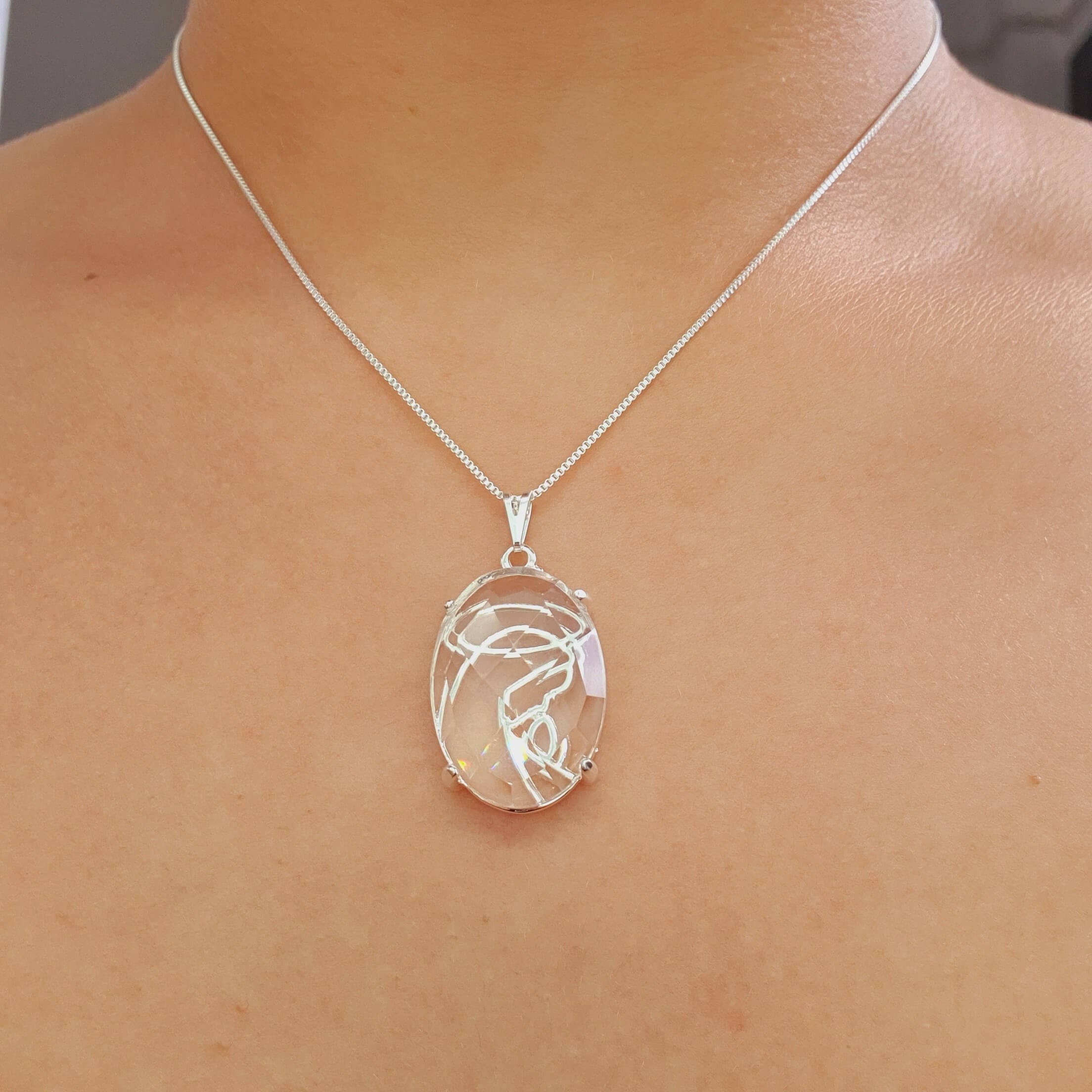 Colar Folheado A Prata 925 Ave Maria - Chérie Bijoux