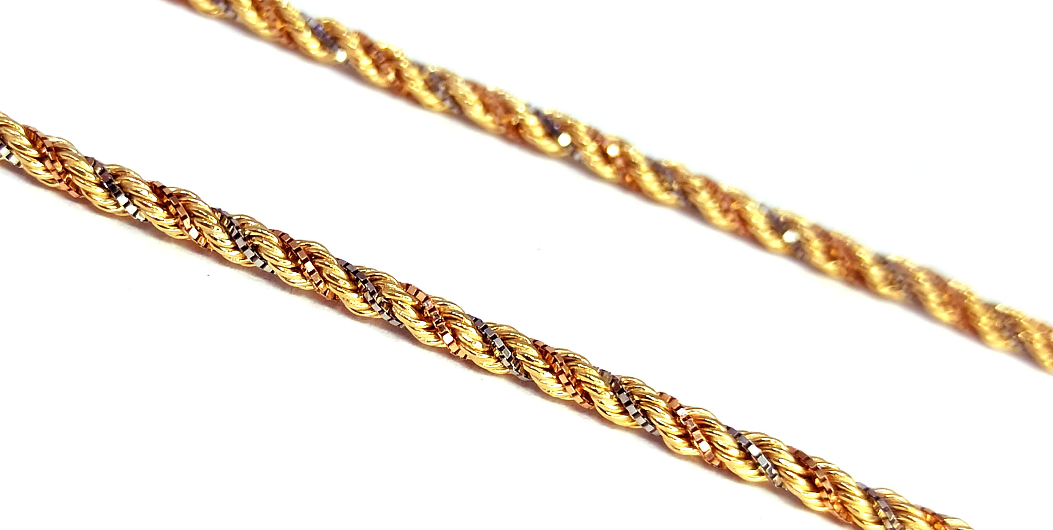 Cordão Torcido Tricolor em Ouro 18k | Helder Joalheiros