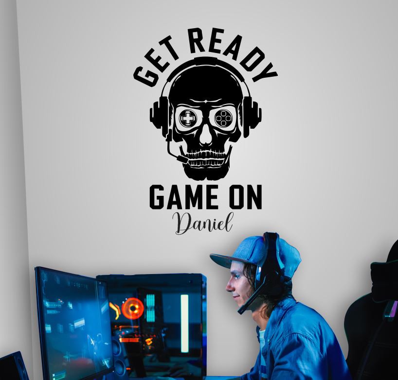 Adesivo parede Gamer personalizado get ready | KREATIVEADESIVOS