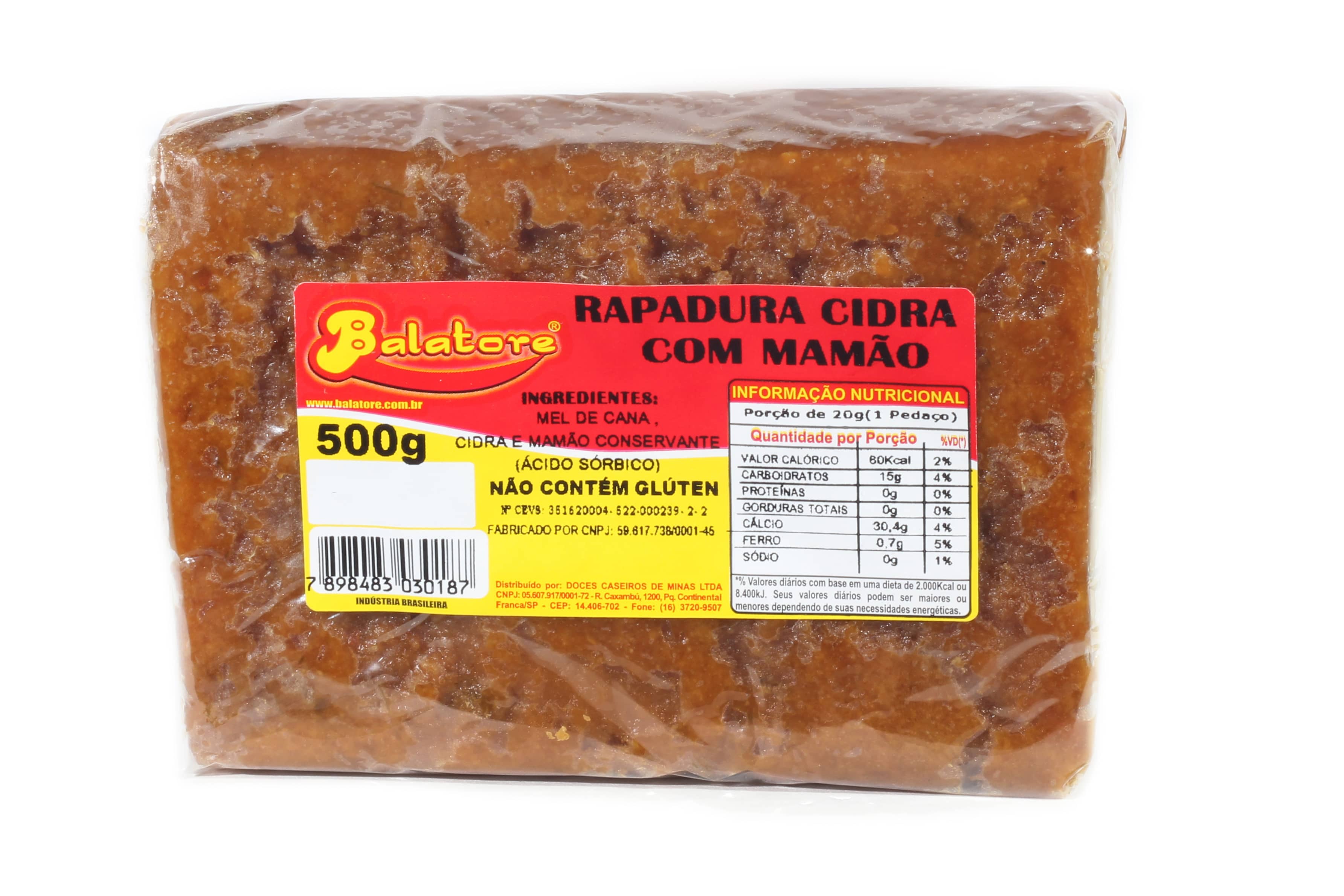 Rapadura Cidra 500g | BALATORE DOCES E APERITIVOS
