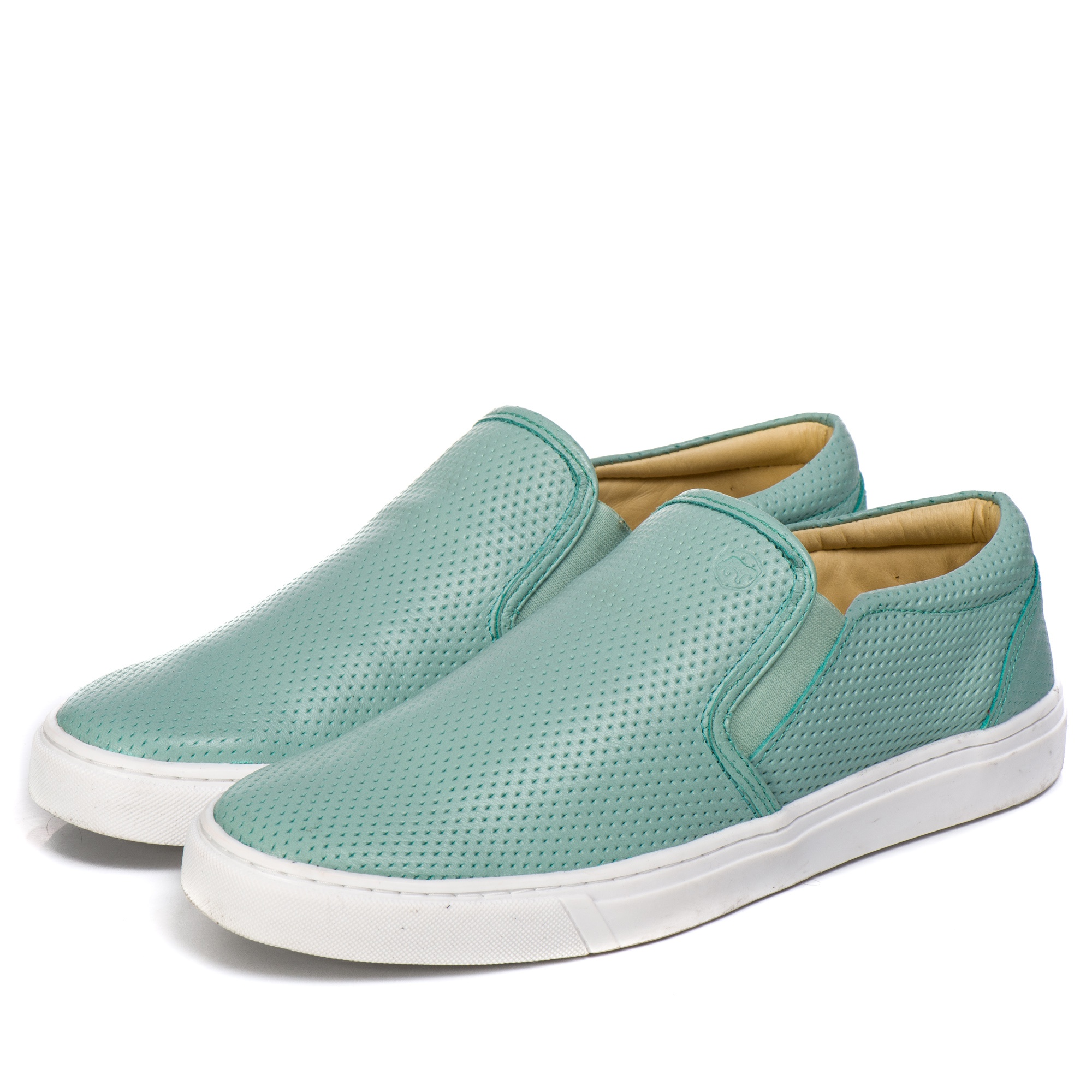 Sapatênis Slip On Couro Verde Menta Forro de Couro Berlutini ...