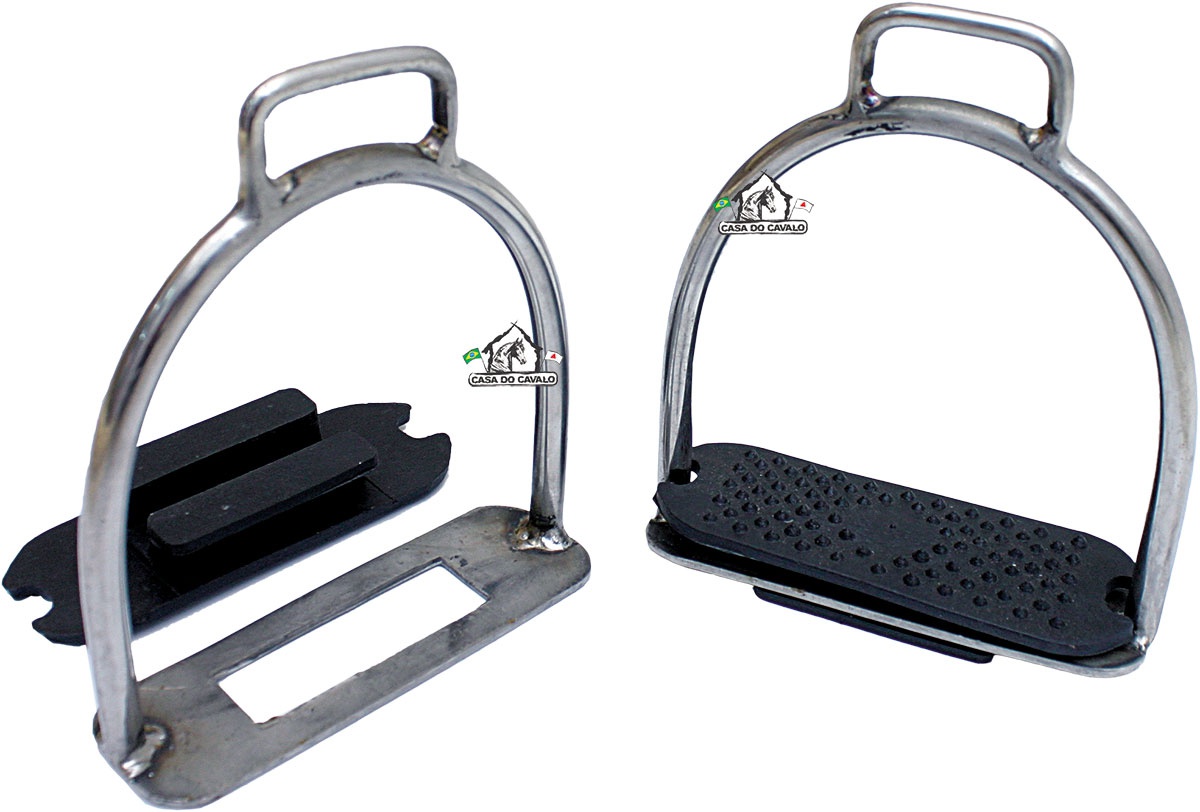 Estribo Hípico Inox com Borracha | Casa do Cavalo