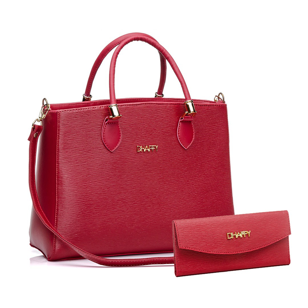 Kit De Bolsa Feminina Grande Com Carteira Vermelha Dhaffy Dhaffy