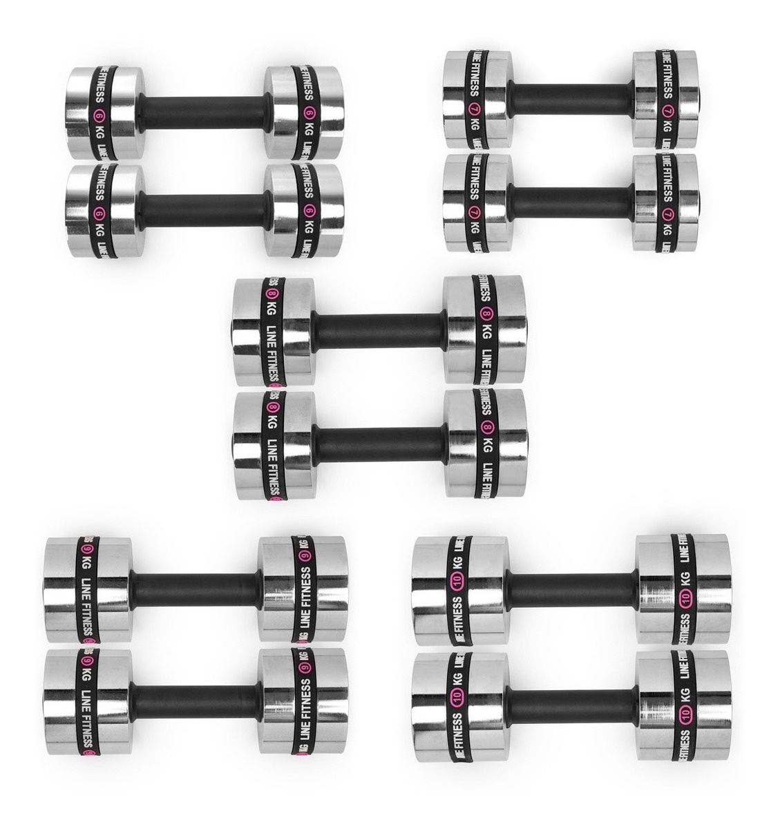 Kit Halteres Cromados 6KG A 10KG | Equipamentos Line Fitness