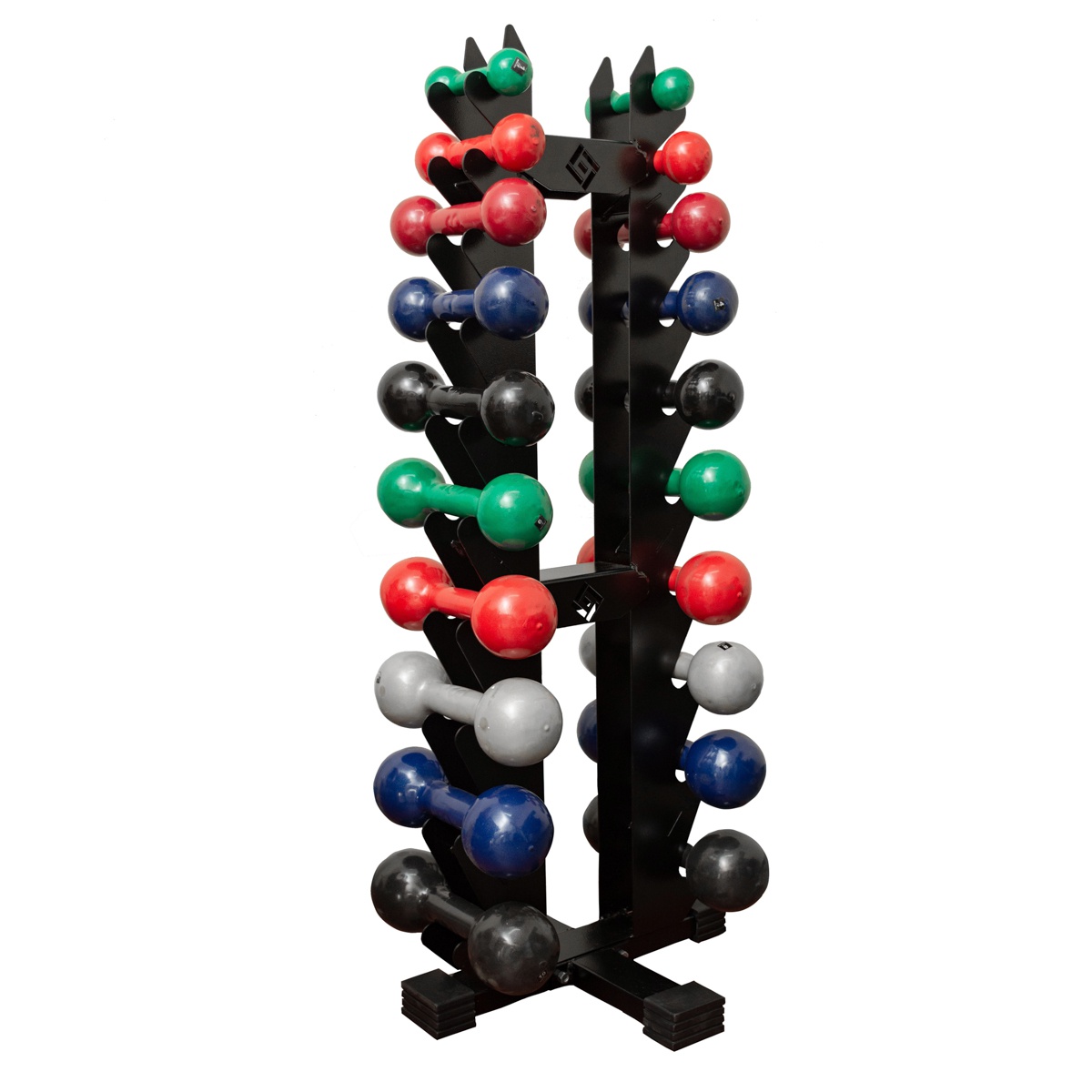 Suporte Torre para 20 Halteres Chão + Halteres | Equipamentos Line Fitness