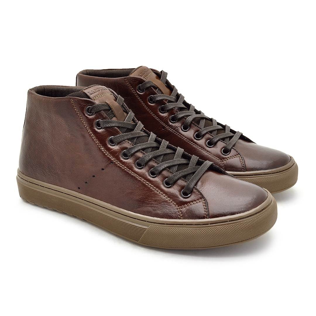 Sapatenis em Couro Casual Masculino Connect - Brown | Calçados Laroche