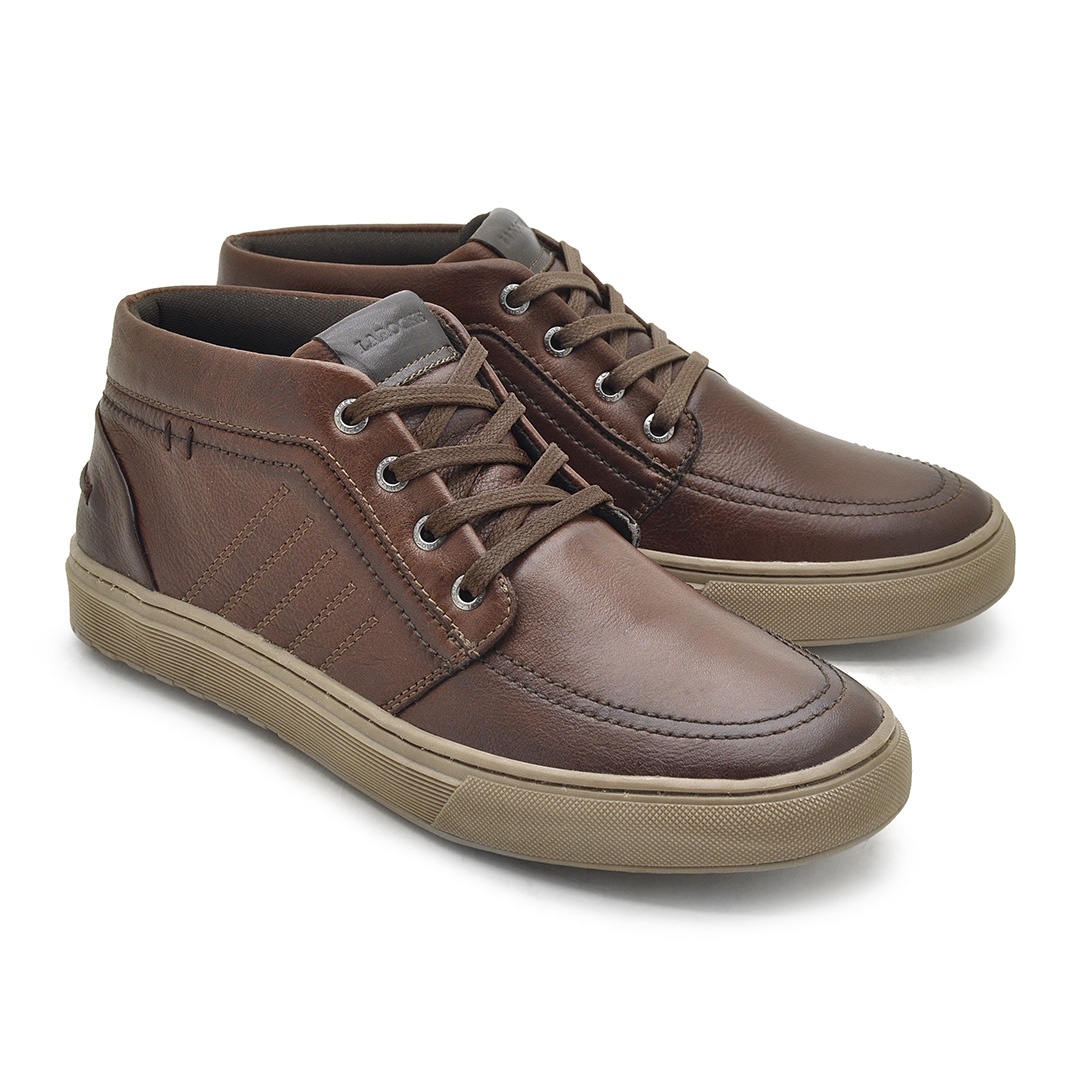 Sapatênis Masculino Connect Casual em Couro - Brown | Calçados Laroche