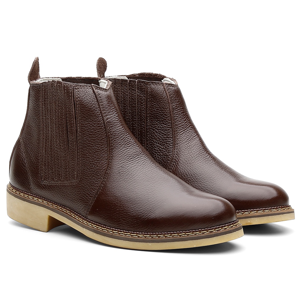 Botina Tradicional Floater Café - Forrada em Couro | TURUNA BOOTS