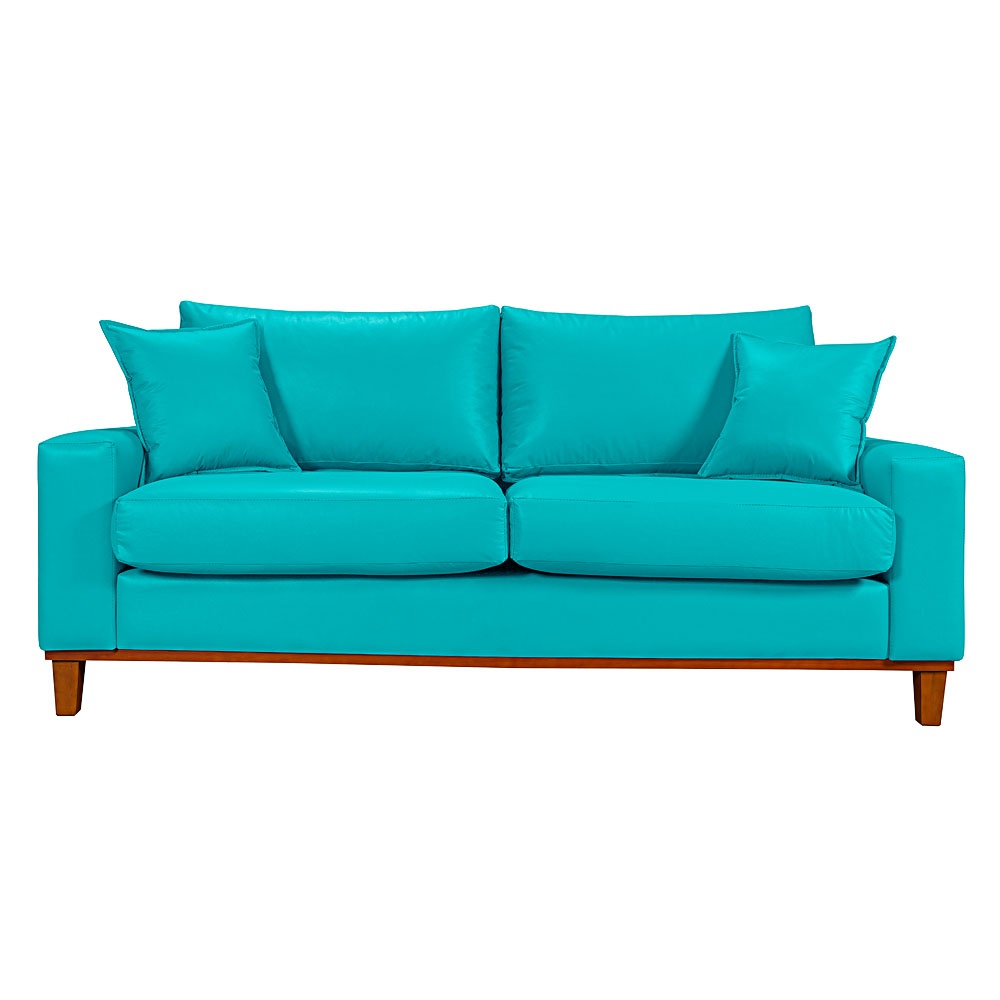 Sofá 3 Lugares Azul Turquesa Istambul Living em Courino | Essencial ...