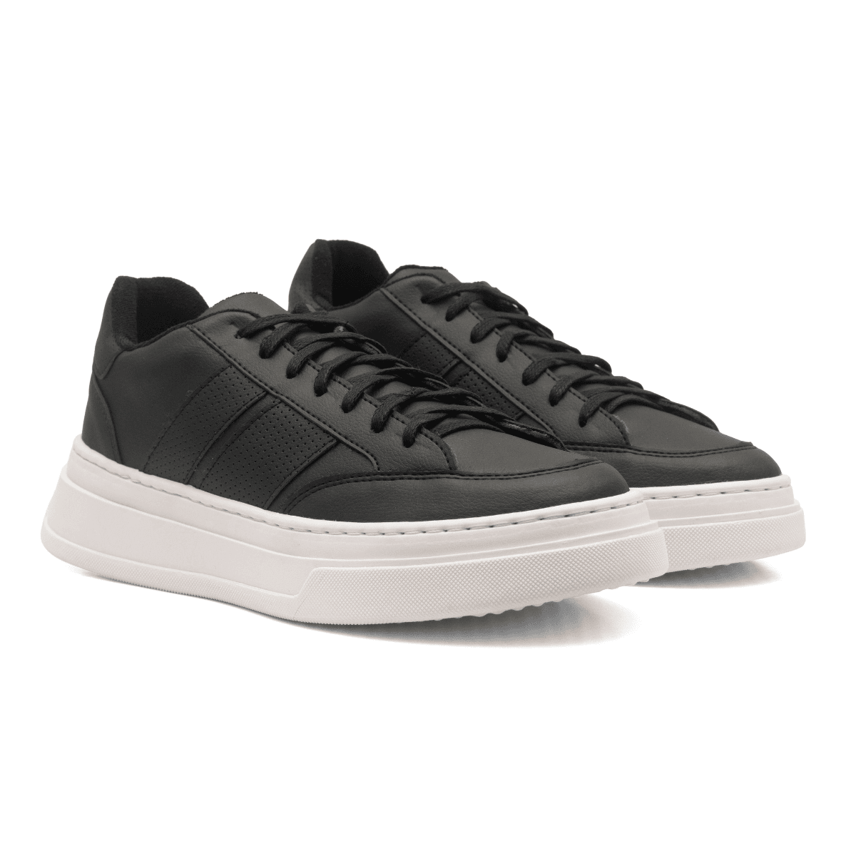 Tênis Masculino Estilo Street Sola Alta Confortável Preto Sola Branca ...