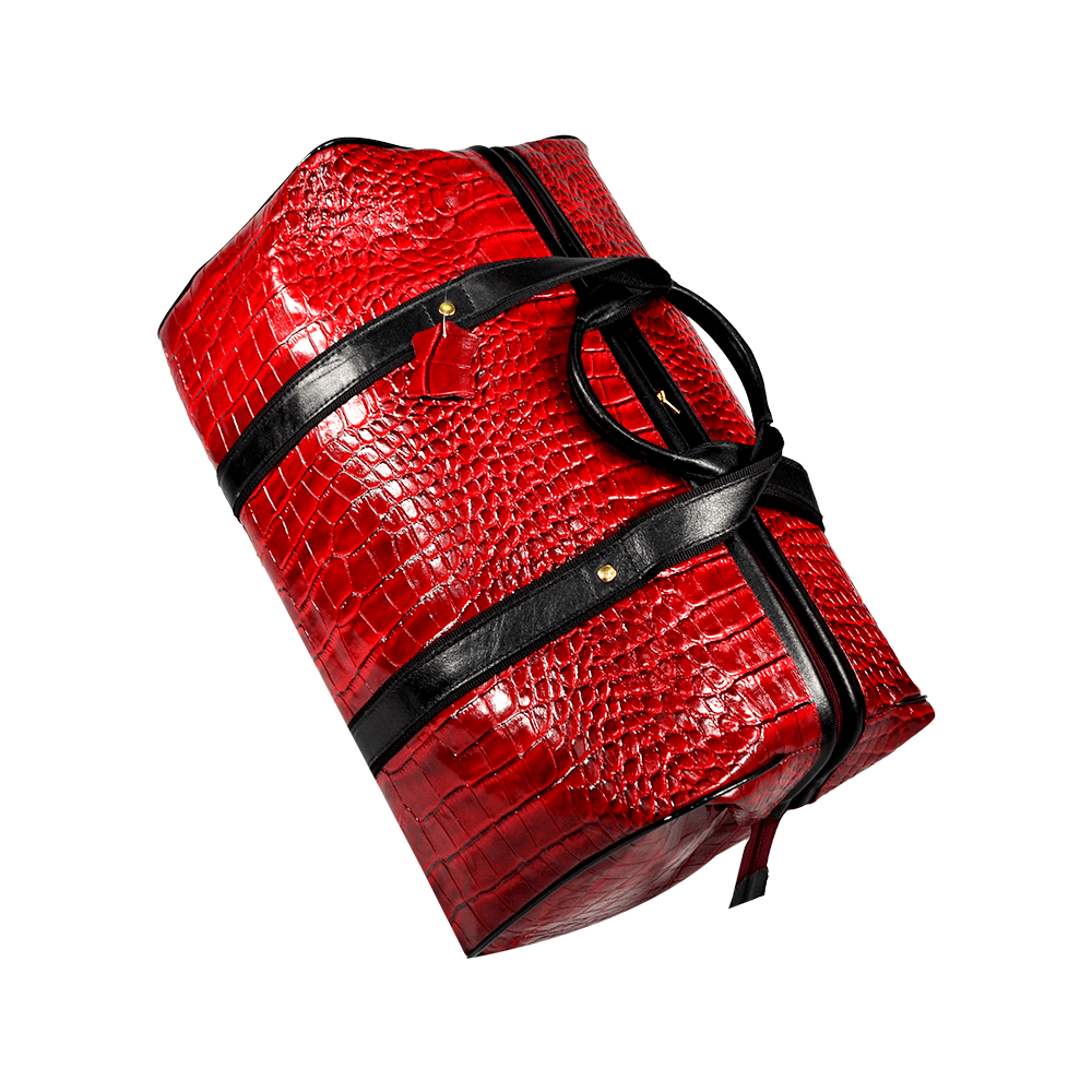 Mala de Bordo em Couro Croco Vermelho Voyage Redson Ref: 907 | Art ...