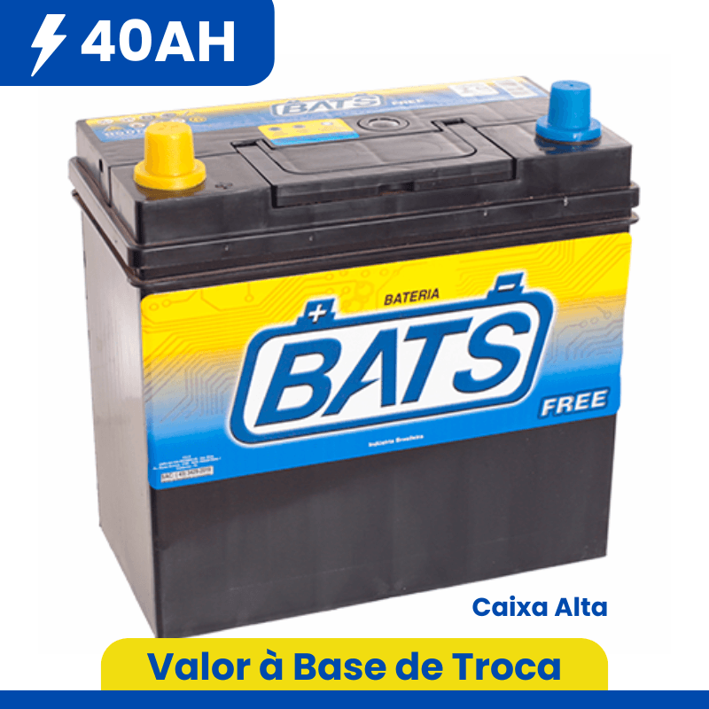 Bateria Bats Free 40AH Caixa Alta | 12 Meses de Garantia | São Paulo ...