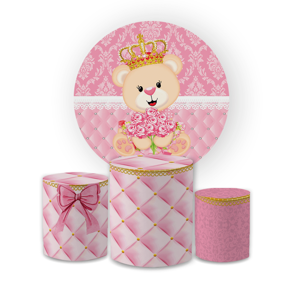 Kit Capa Painel Redondo + Trio Cilindros Decoração Festa Infantil Chá ...
