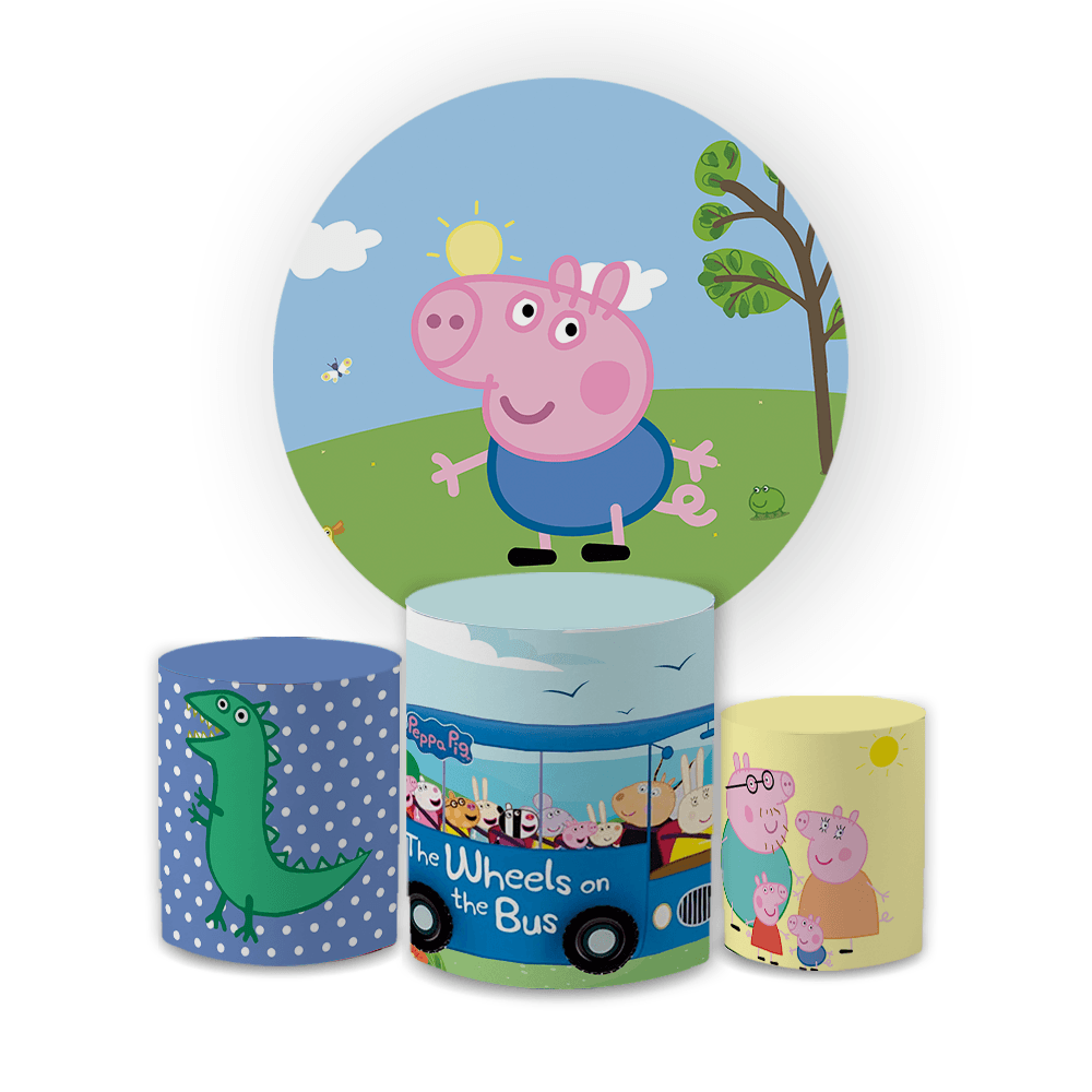 Kit Capa Painel Redondo + Trio Cilindros Decoração Aniversário Infantil ...