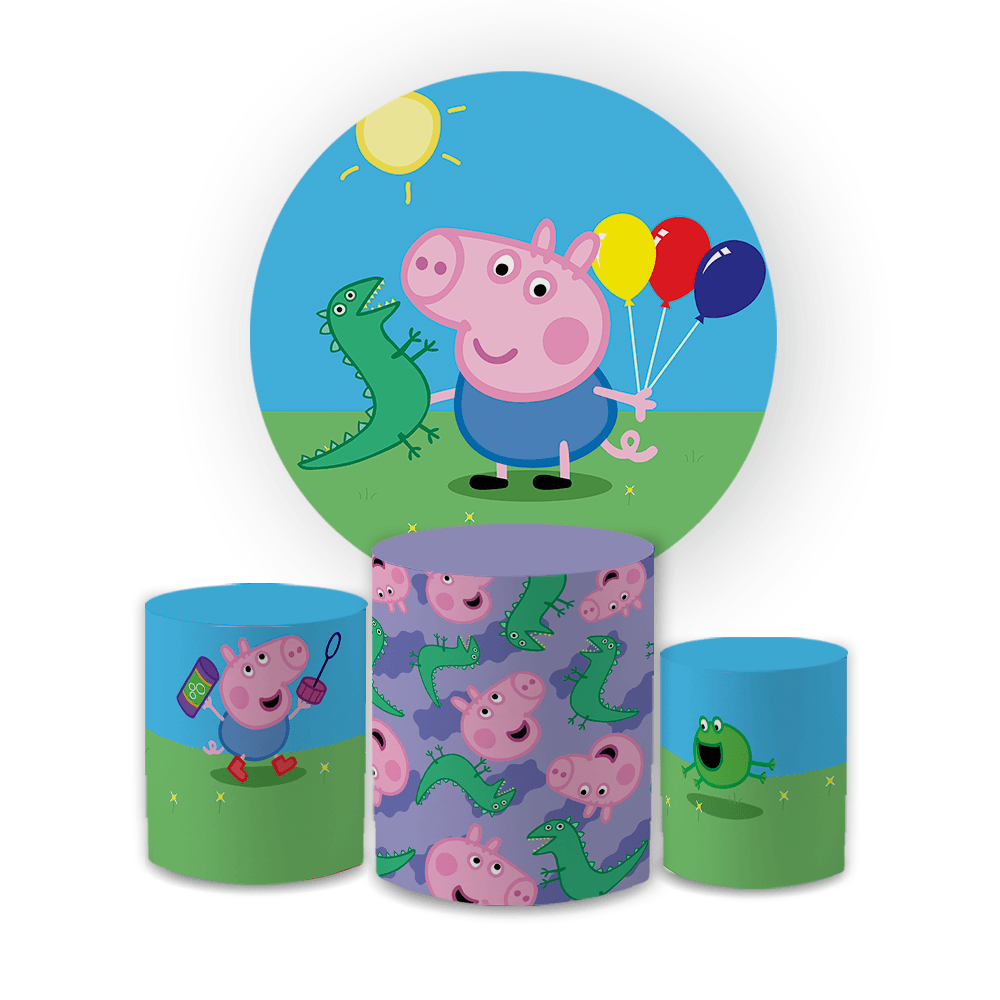 Kit Capa Painel Redondo + Trio Cilindros Decoração Aniversário Infantil ...