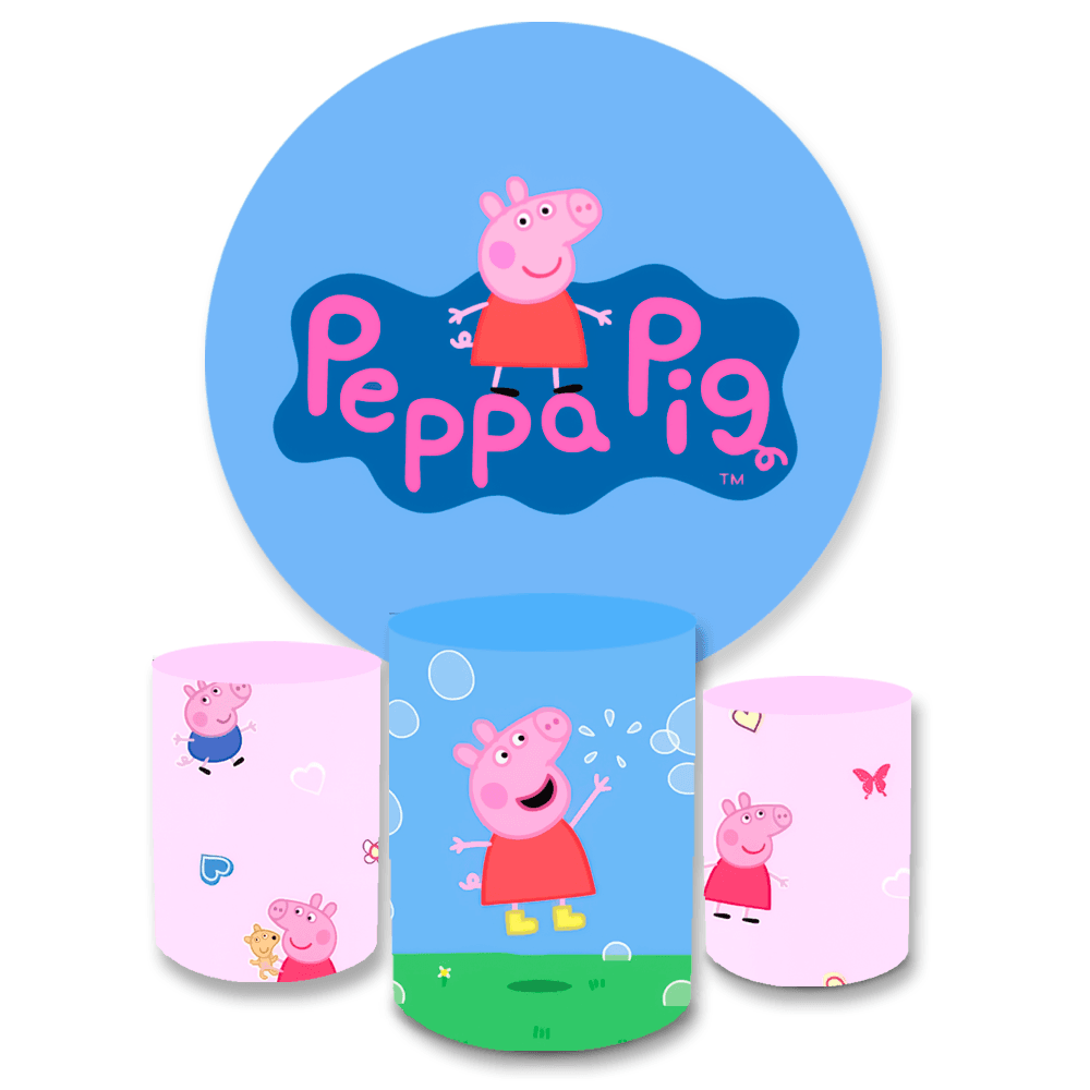 Kit Capa Painel Redondo + Trio Cilindros Decoração Aniversário Infantil ...