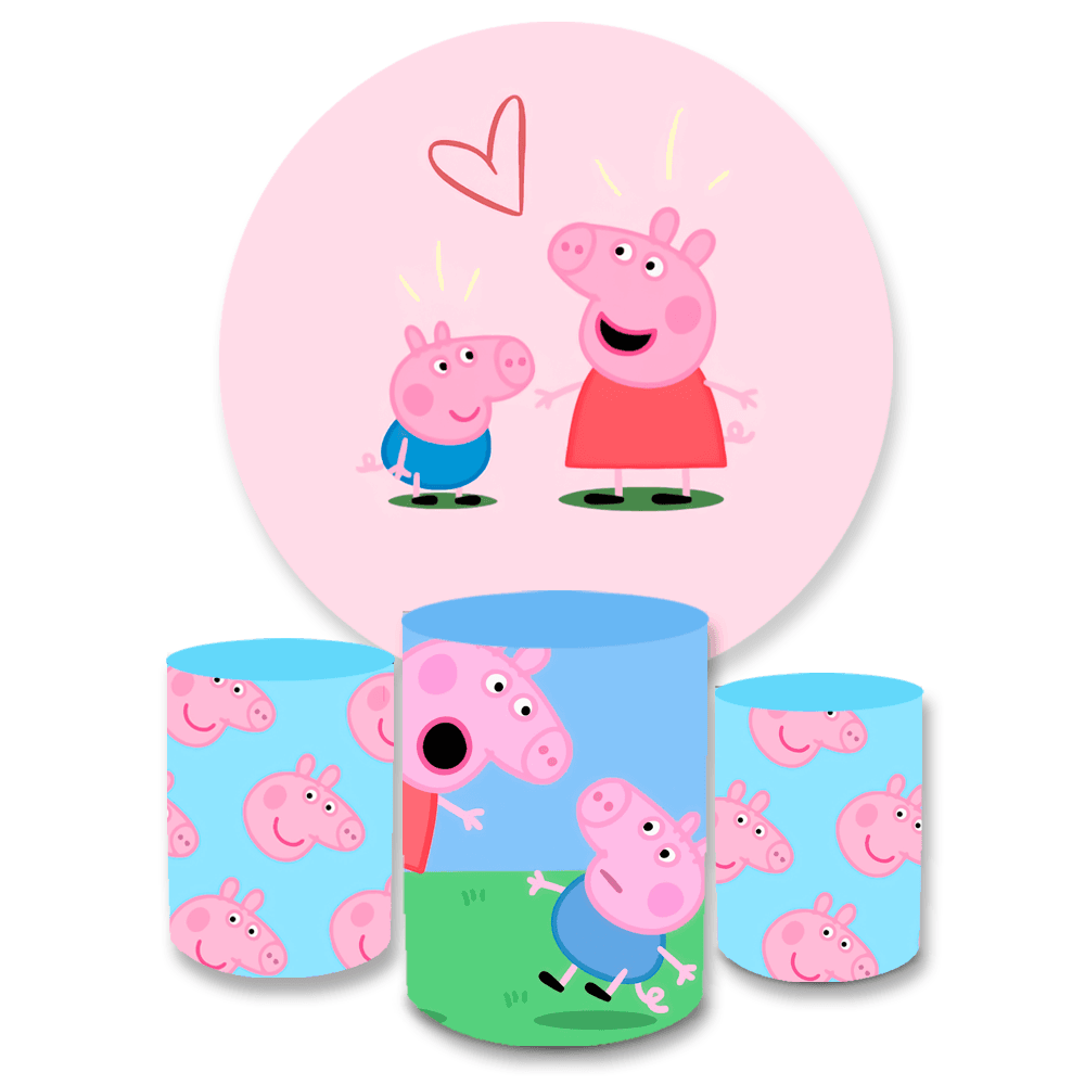 Kit Capa Painel Redondo + Trio Cilindros Decoração Aniversário Infantil ...