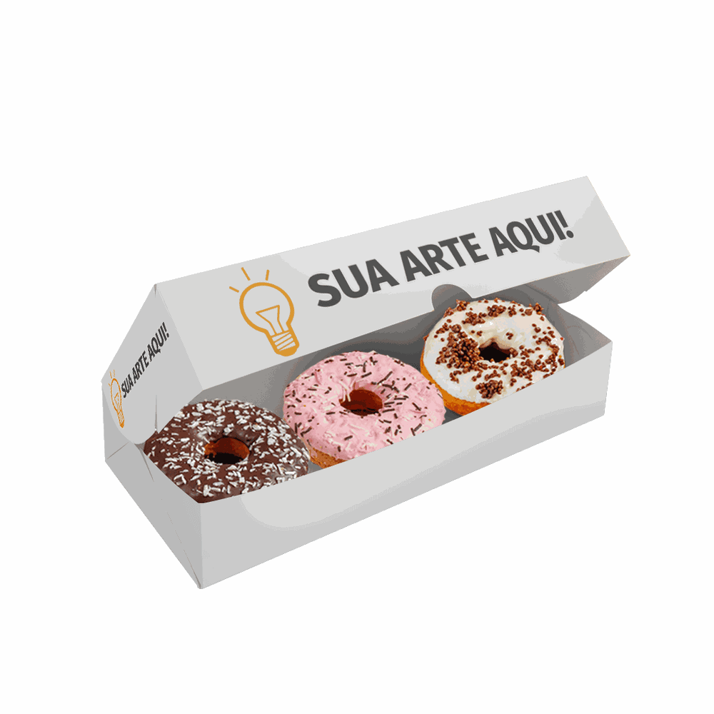 CAIXA DONUTS 3 UND EXTRA PERSONALIZADA | CaixaMix Embalagens