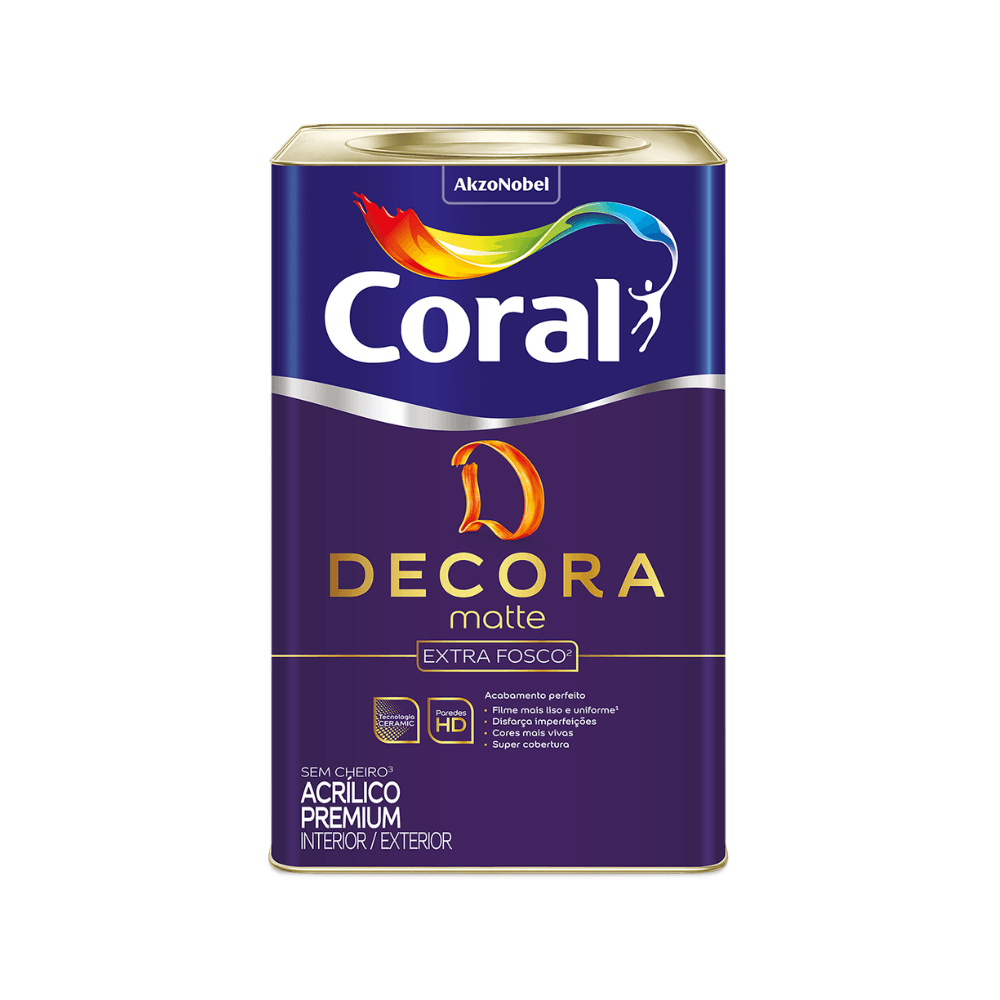 Tinta Coral Decora Matte Branco 18L Acrílico Premium Fosco Paredes HD ...