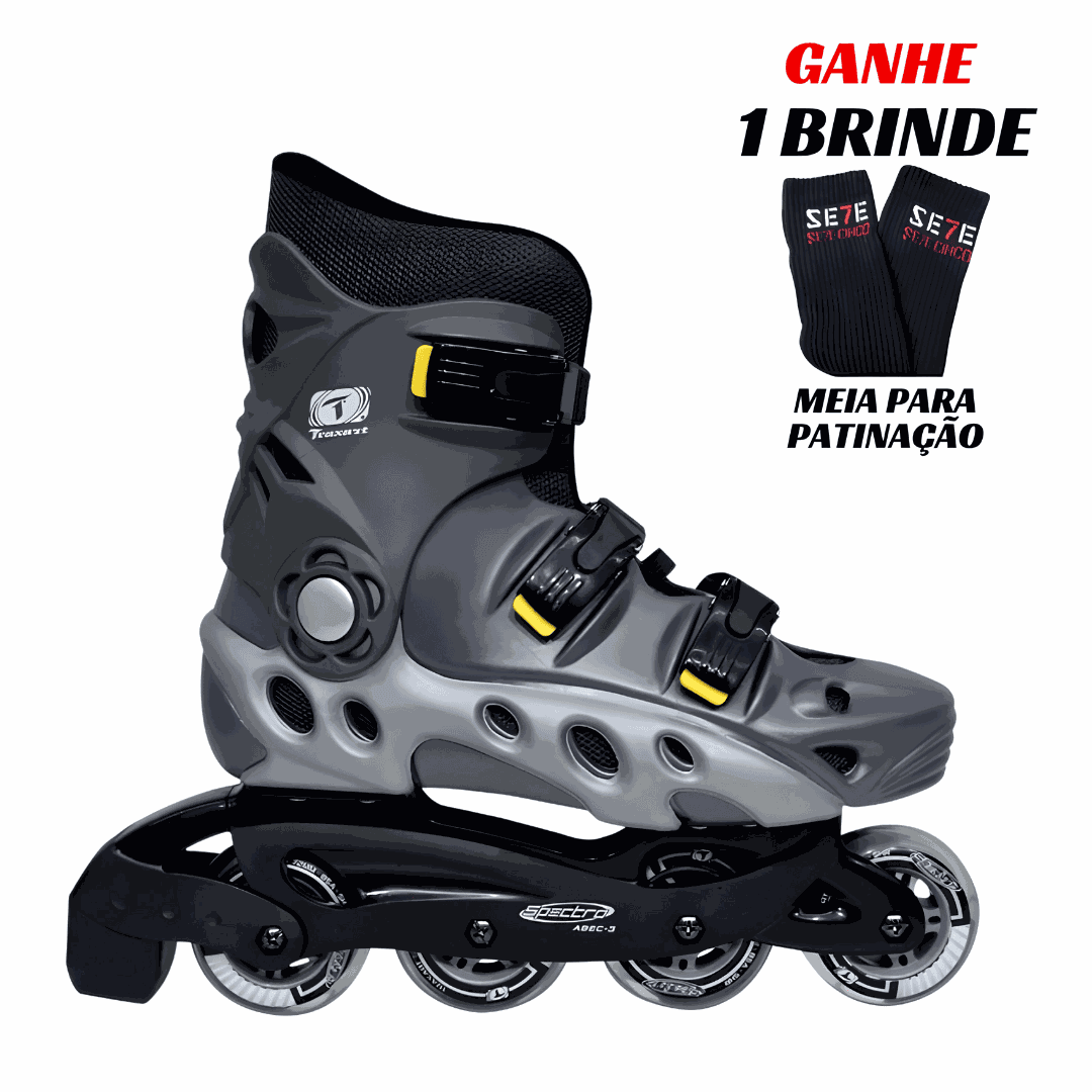 Patins Spectro Inline Iniciante Traxart Abec 5 Cinza 1 775 Franca