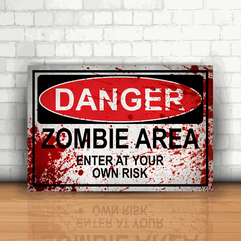 Placa Decorativa - Danger Zombie Area | Inter Adesivos Decorativos