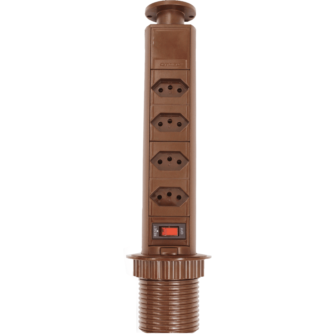 Torre De 4 Tomadas 16 Amperes Com 4 Tomadas Multiplug Bivolt Cor Marrom ...